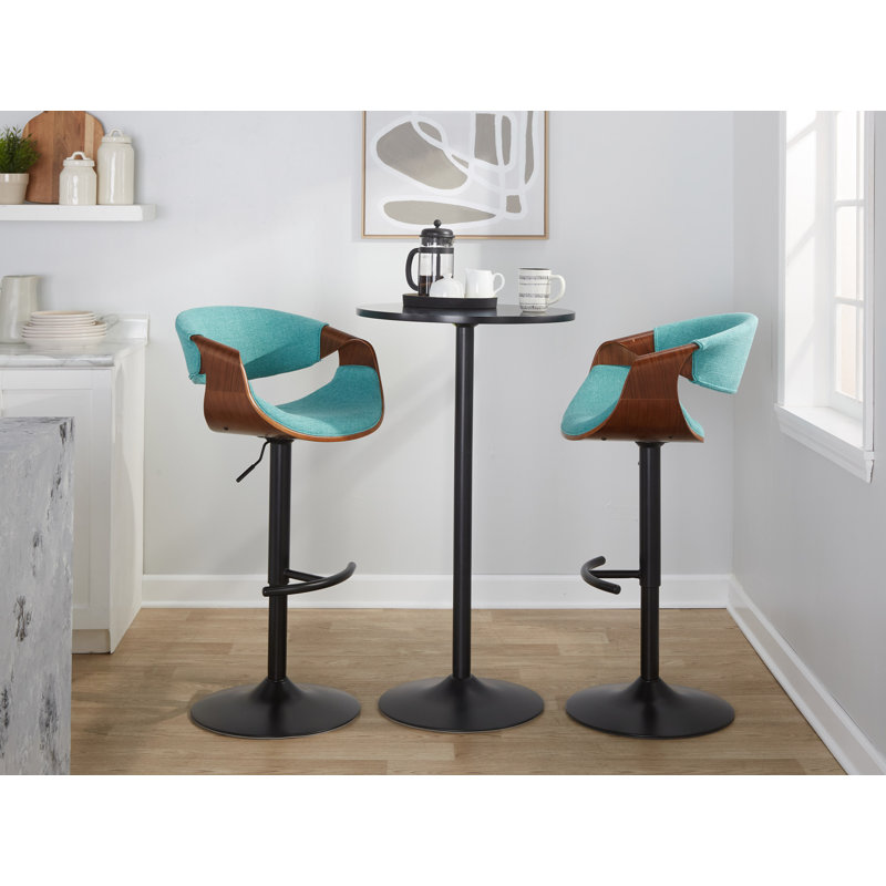 LumiSource Swivel Upholstered Adjustable Height Counter Stool with ...