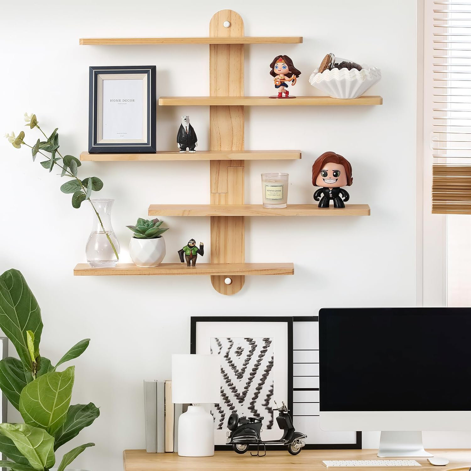 Hokku Designs Wooden Floating Shelves For Wall, Small Wood Display ...