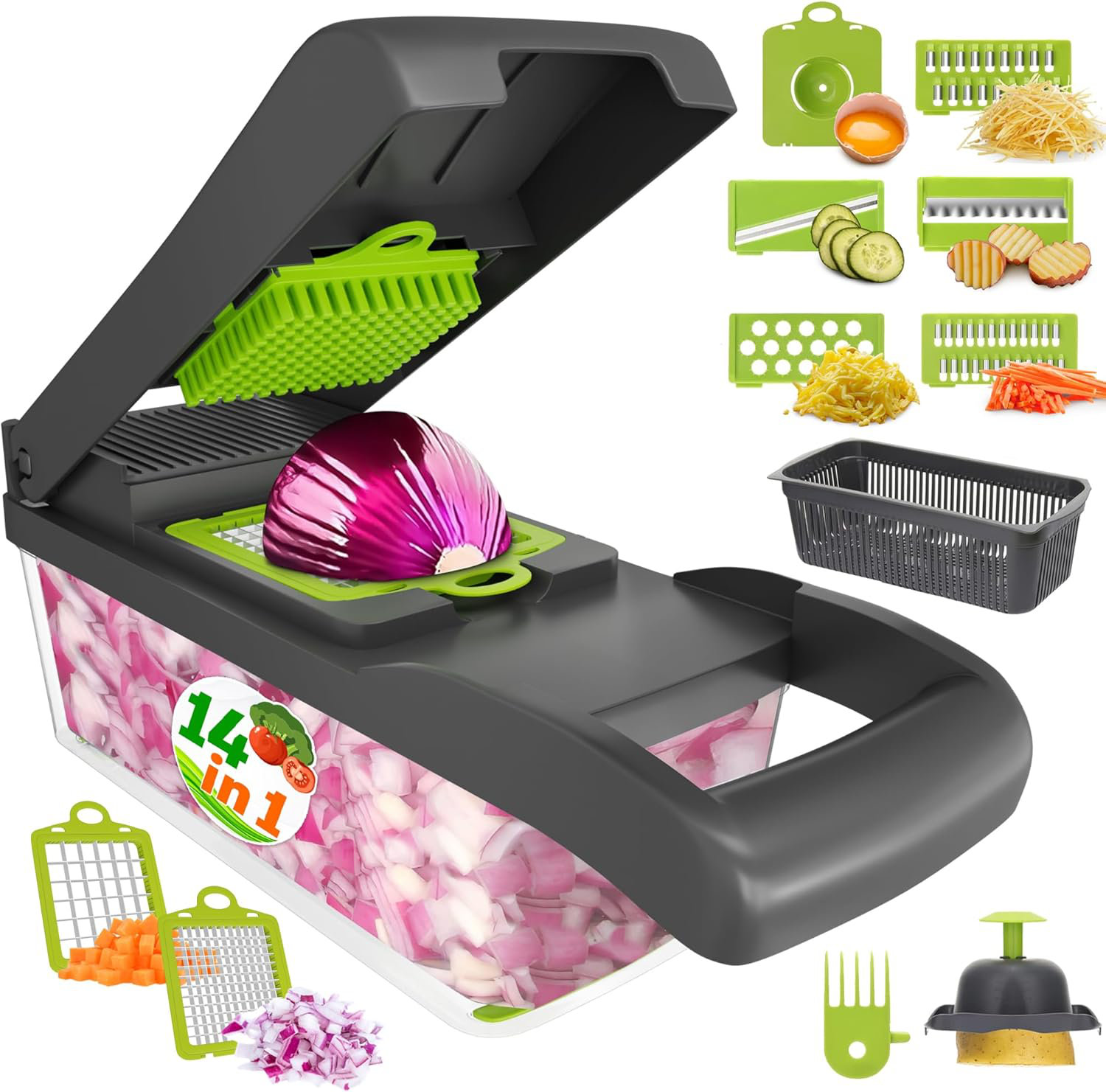 Anadea Vegetable Chopper With Container - Vegetable Dicer Chopper ...