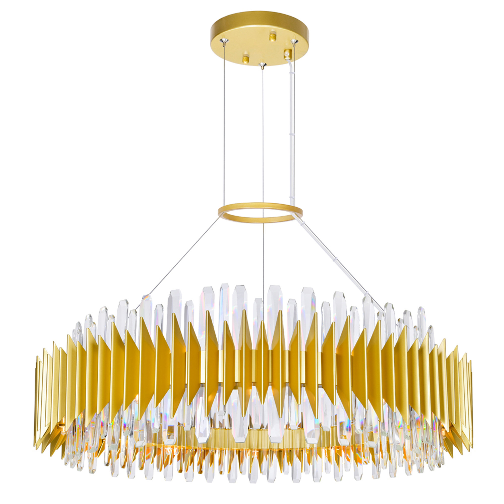 Everly Quinn Modern Multi-Light Chandelier with Satin Gold Finish For ...
