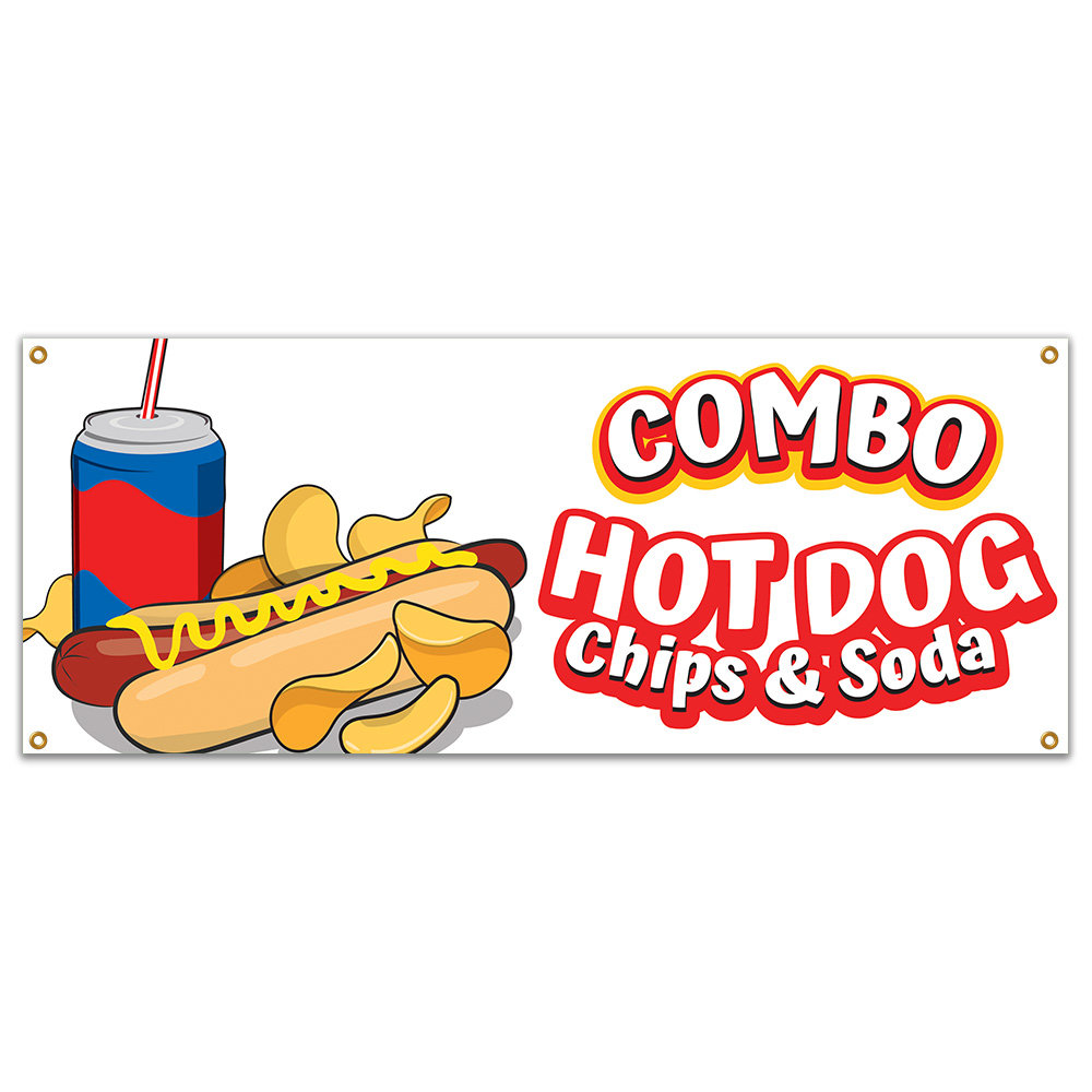 SignMission Hot Dogs Chips And Soda Combo Banner Concession Stand Food ...