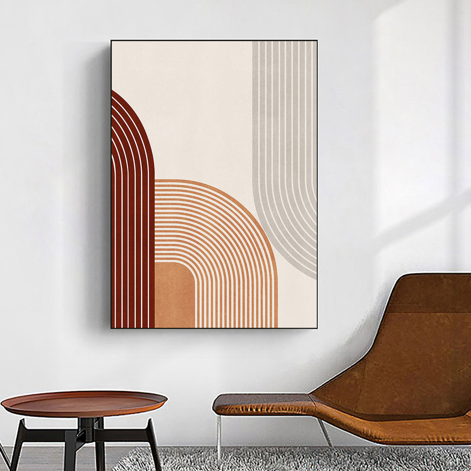 Wrought Studio Ebyan Abstract Geometry Circle Round Shape On Canvas ...