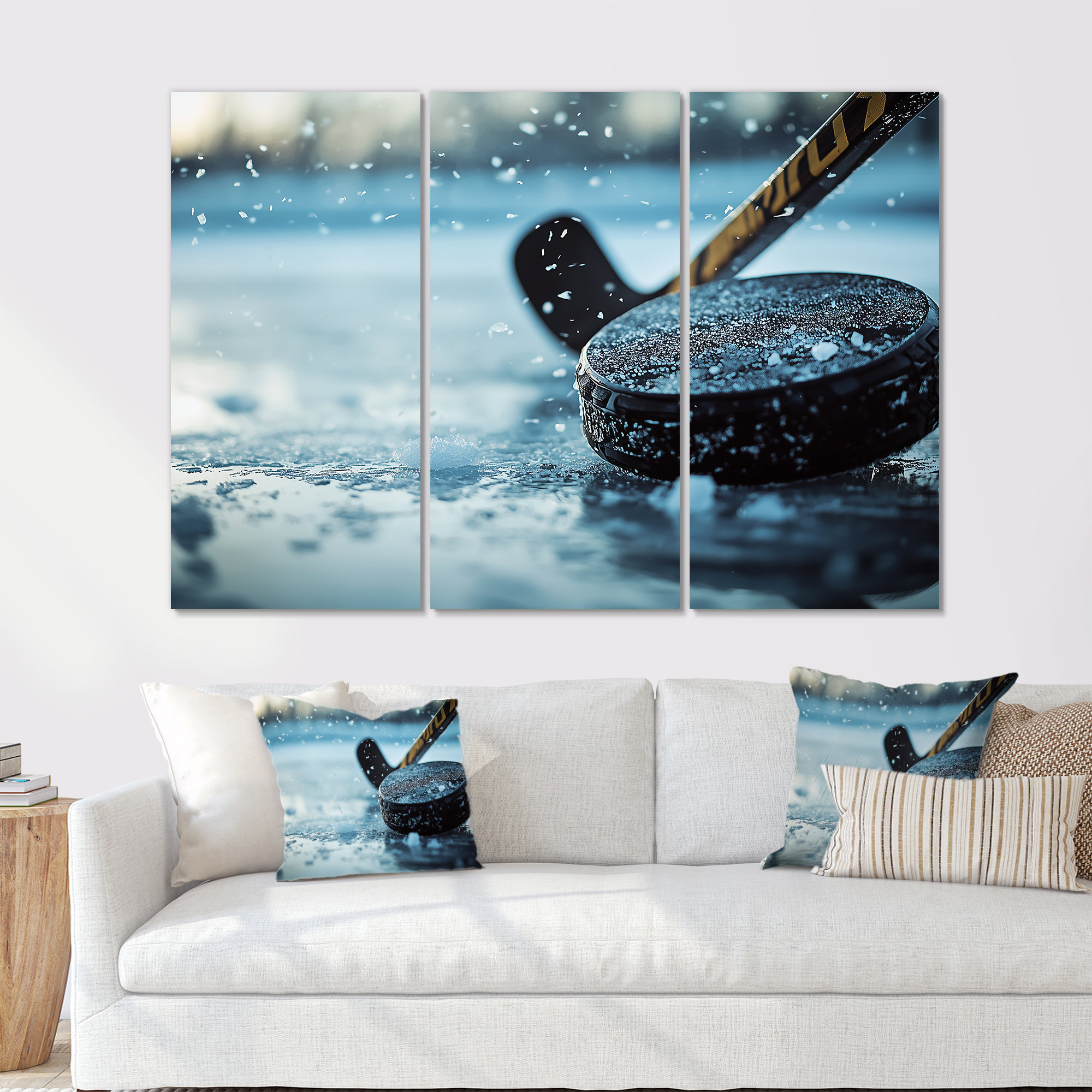 Latitude Run® Black Hockey Stick And Rubber Puck I - Sport Hockey Wall ...