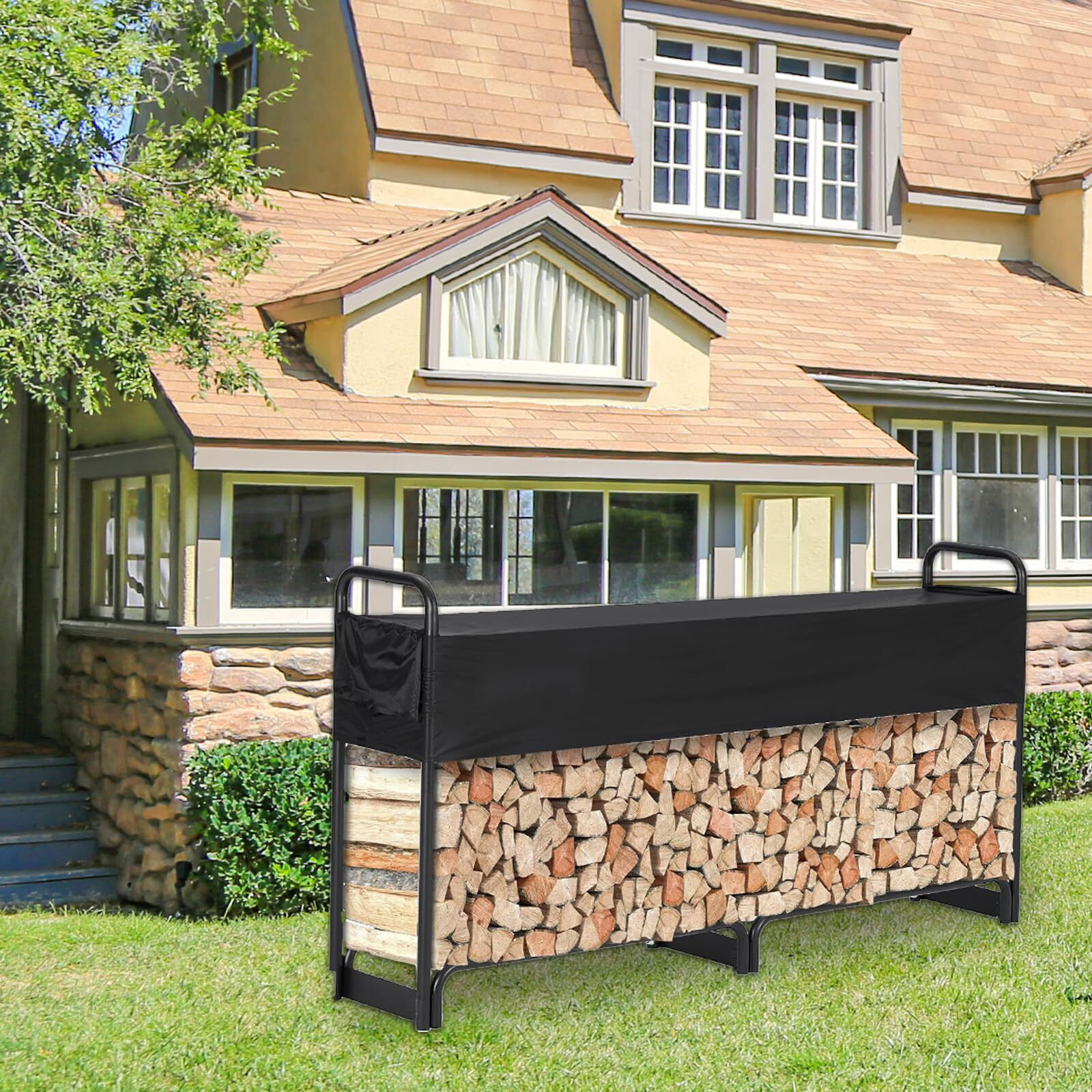 Arlmont & Co. Senni 100'' W Metal Log Rack - Wayfair Canada