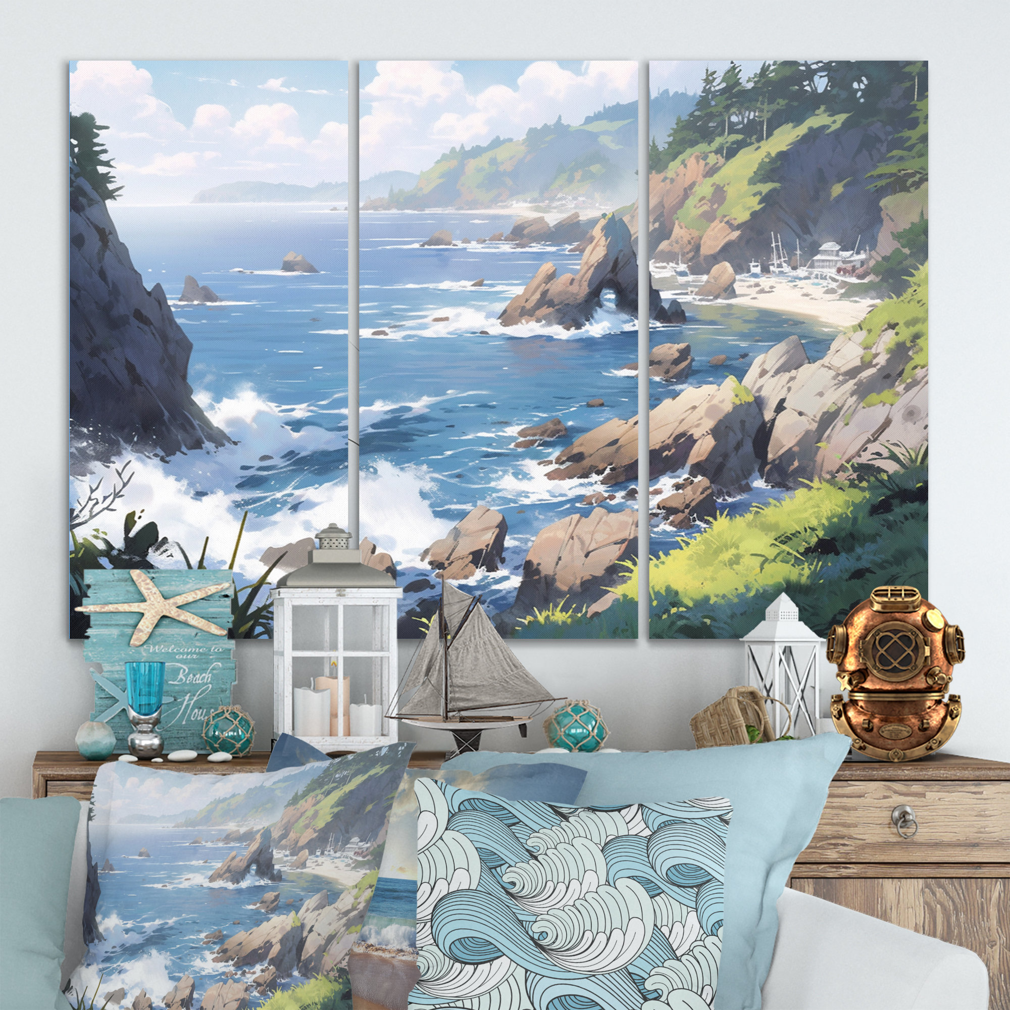 Design Art Oceanic Escapes II - Coastal Metal Wall Art Set | Wayfair
