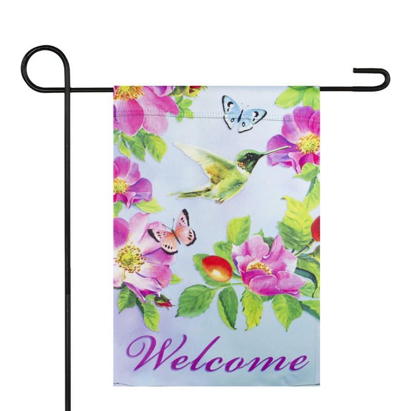 Northlight Seasonal Welcome Hummingbird Floral Outdoor Flag | Wayfair