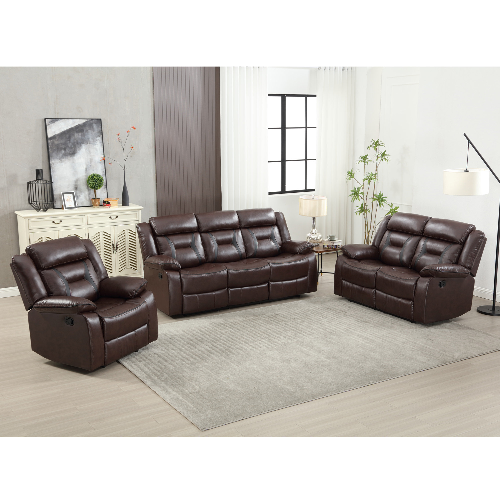Latitude Run® Chelliah 3 - Piece Contemporary and Upholstered Faux ...