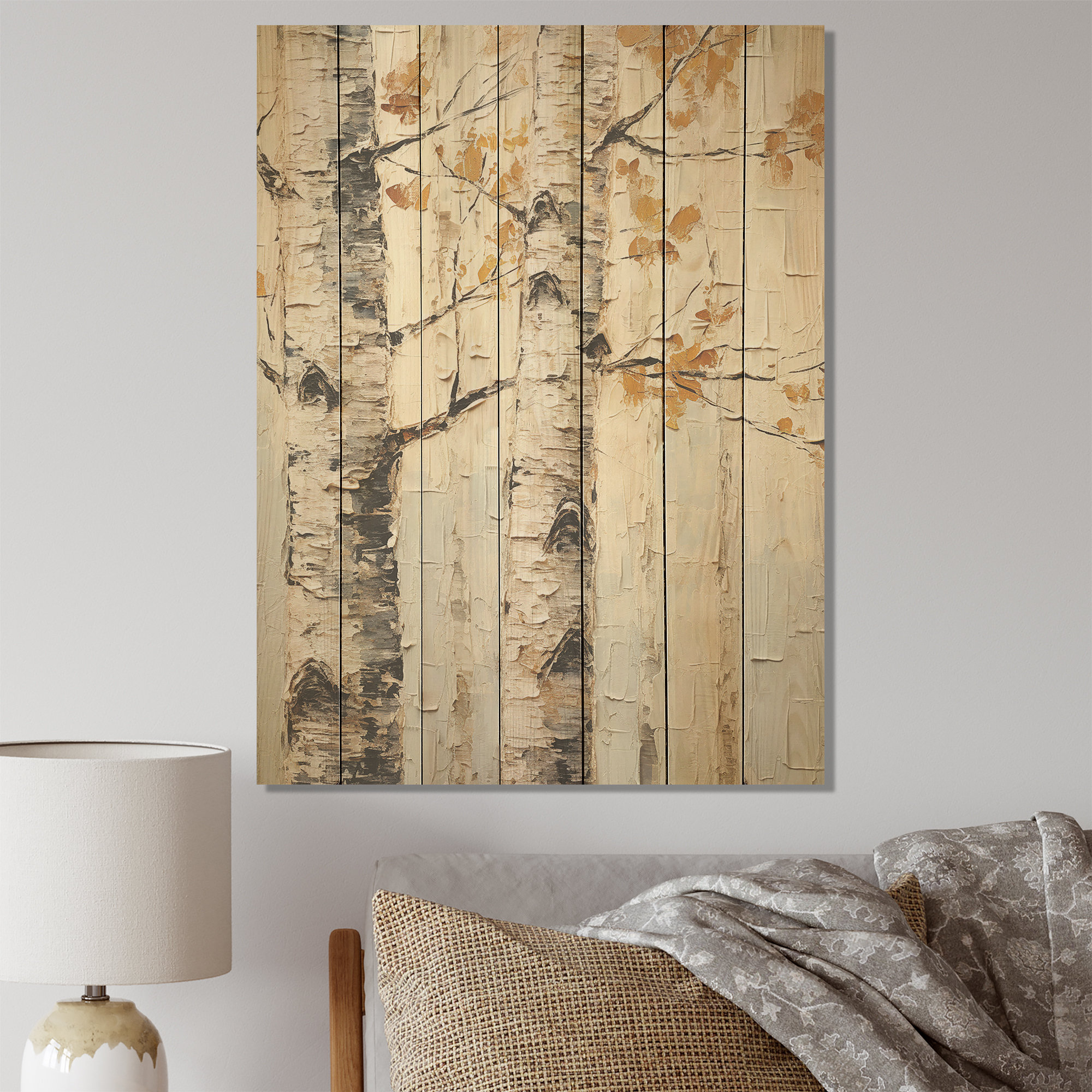 Millwood Pines Beige Tree American Basswood III - Tree On Wood Print ...