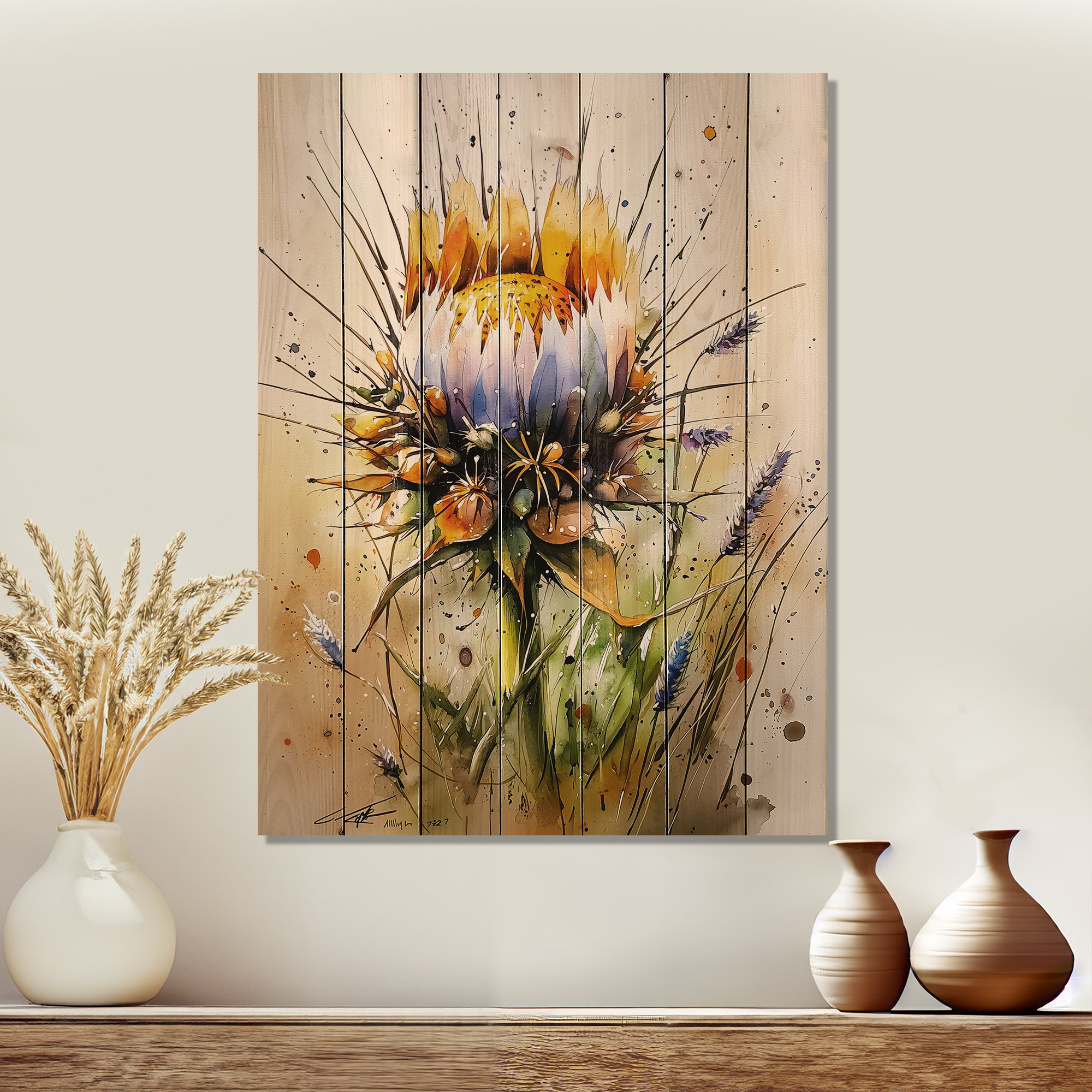Ophelia & Co. Thistles Wildflower Meadows III - Thistle Wood Wall Decor ...