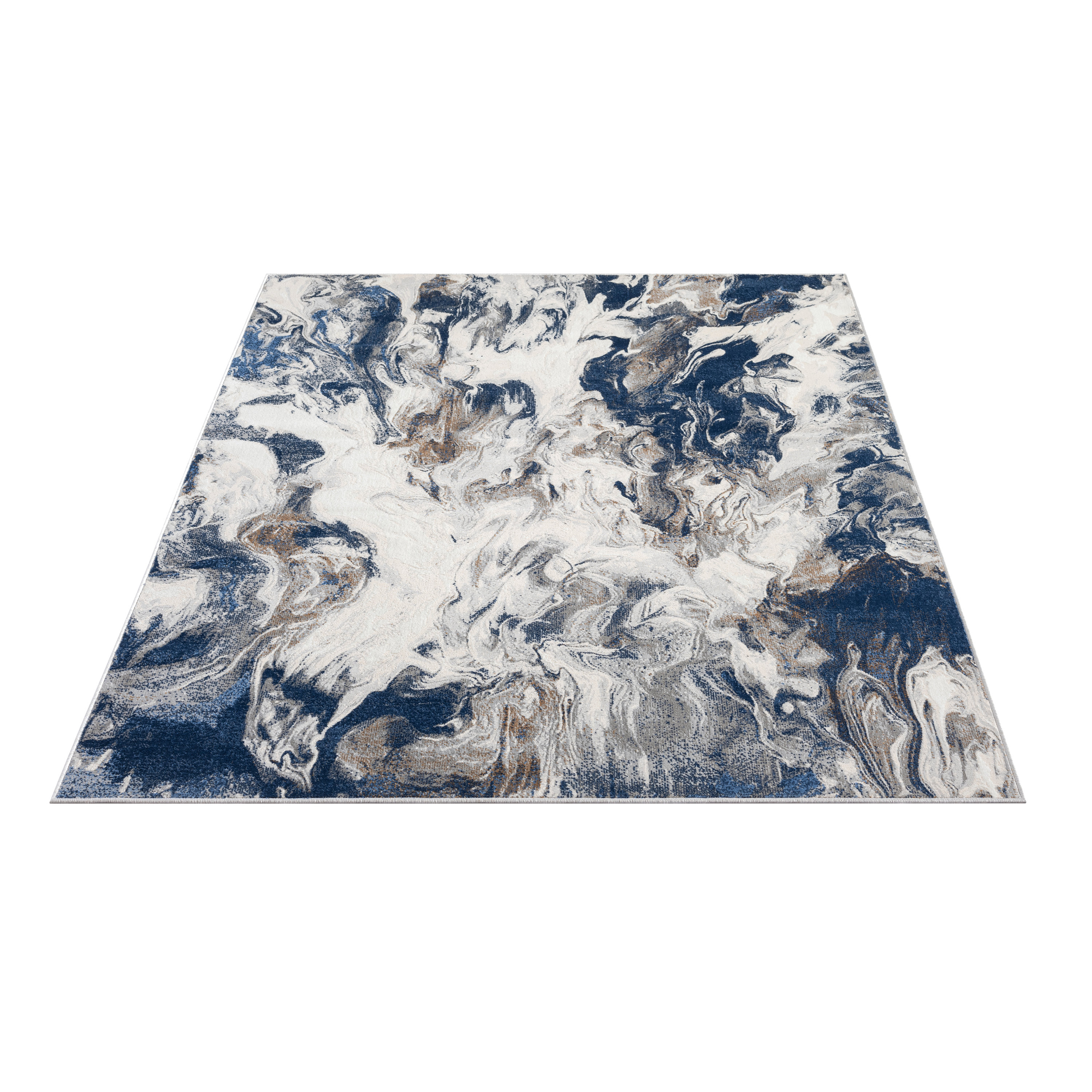 Brayden Studio® Abani Rugs Emese Reg500B Blue Swirl Abstract Low Pile ...