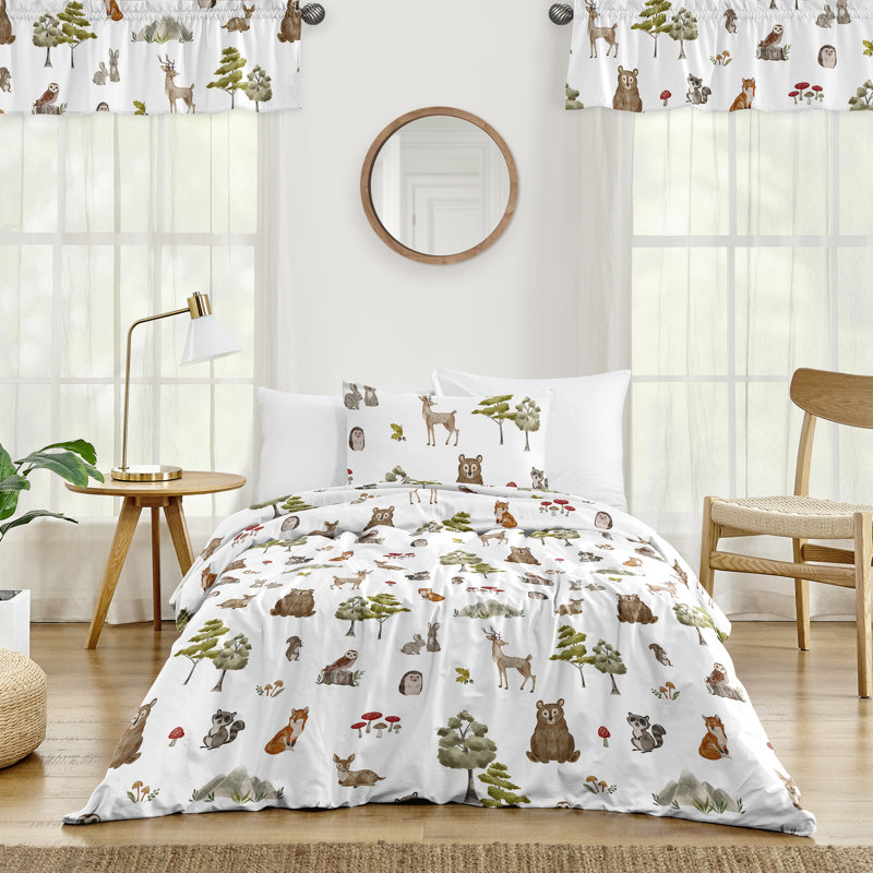 Sweet Jojo Designs Watercolor Woodland Forest Animals Twin Comforter ...