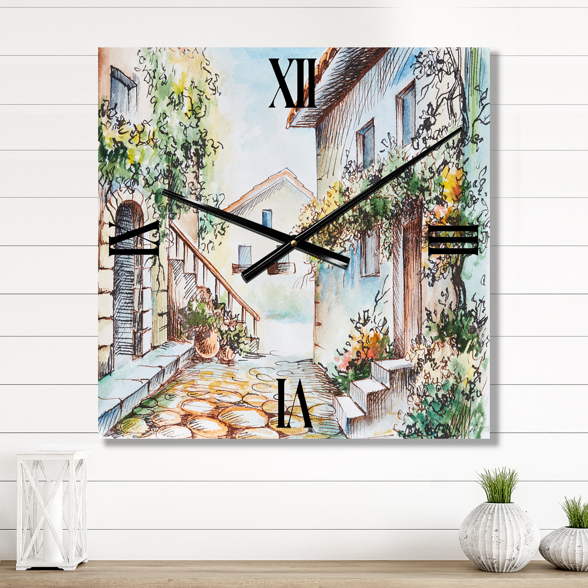 East Urban Home Sunny Day at the City Cozy Street Wall Clock | Wayfair