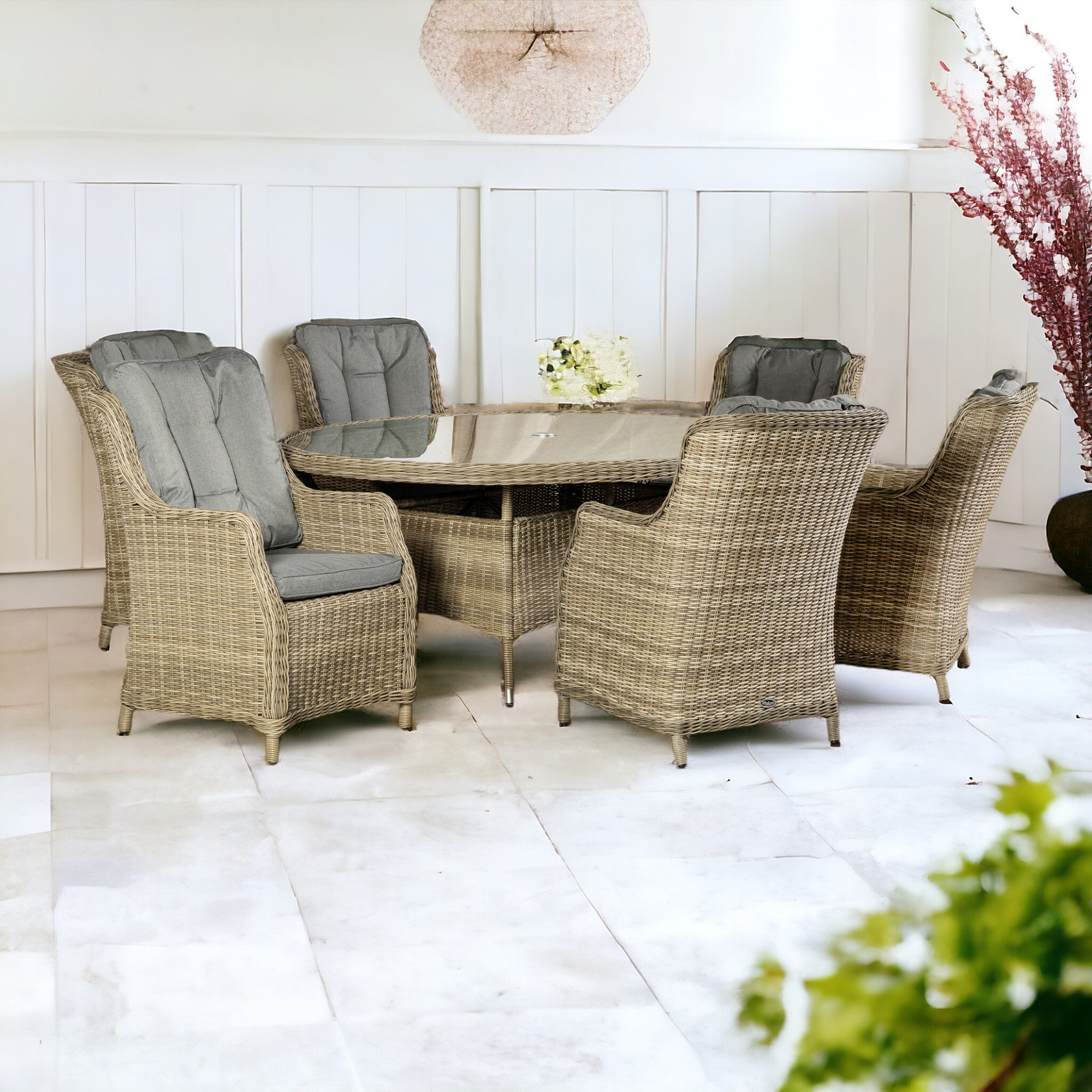 Royalcraft WENTWORTH 6 Seater Ellipse Highback Comfort Dining Set (One ...