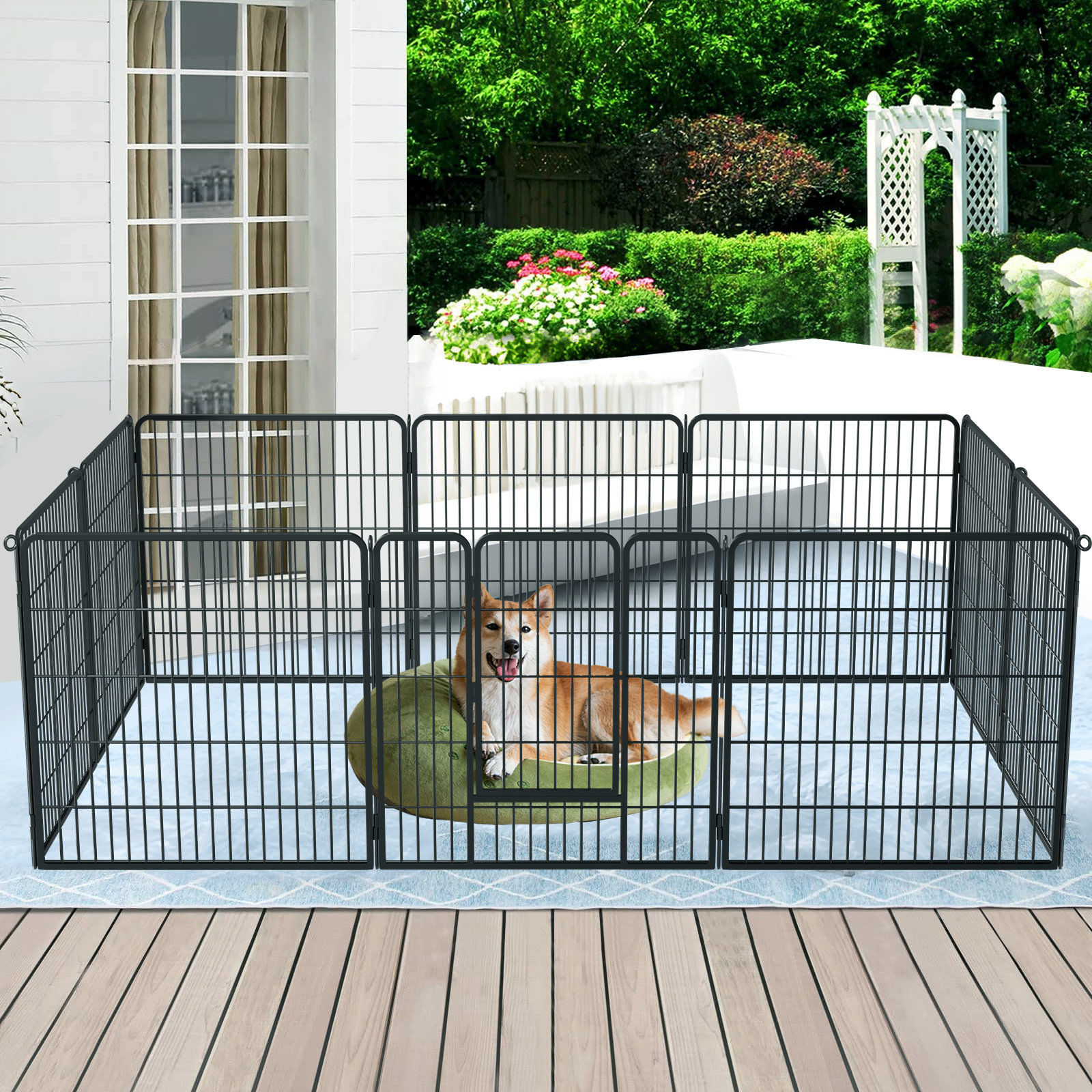 Magshion 10-Panel 32" Height Metal Dog Playpen Expandable Exercise Pen ...