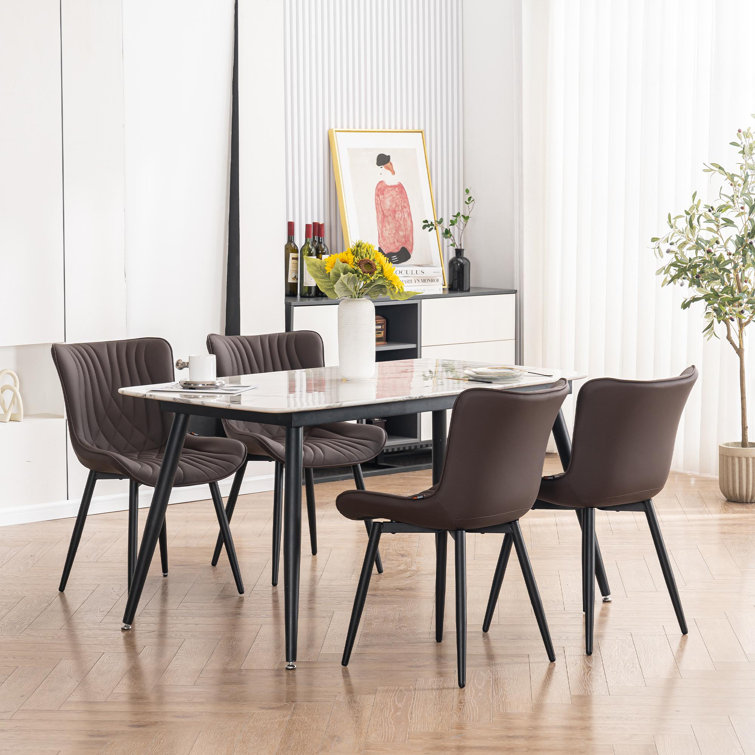 Corrigan Studio® Lynnsey Tufted Leather Upholstered Dining Modern ...