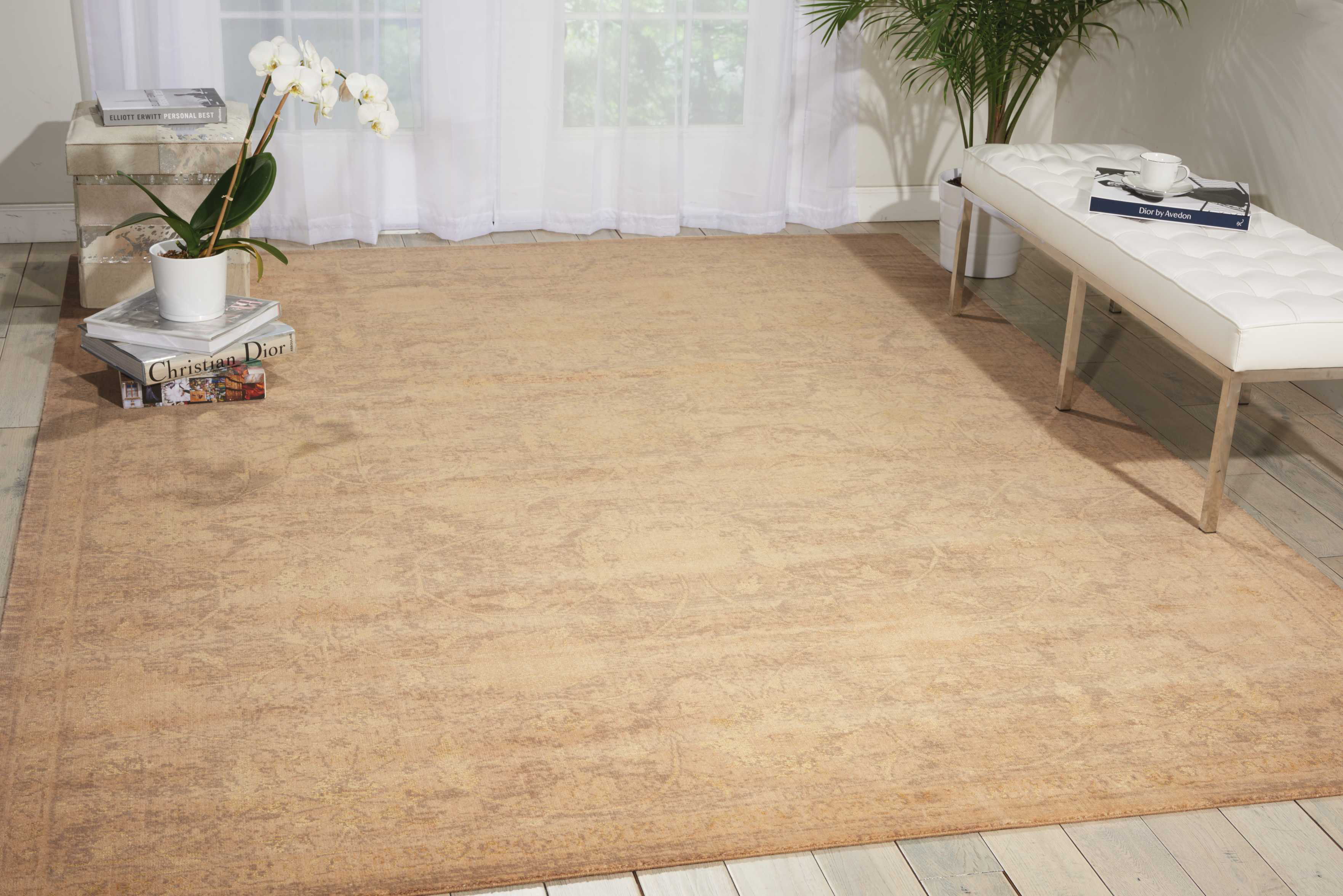 Ophelia & Co. Bronwen Wool/Silk Sand Area Rug | Wayfair