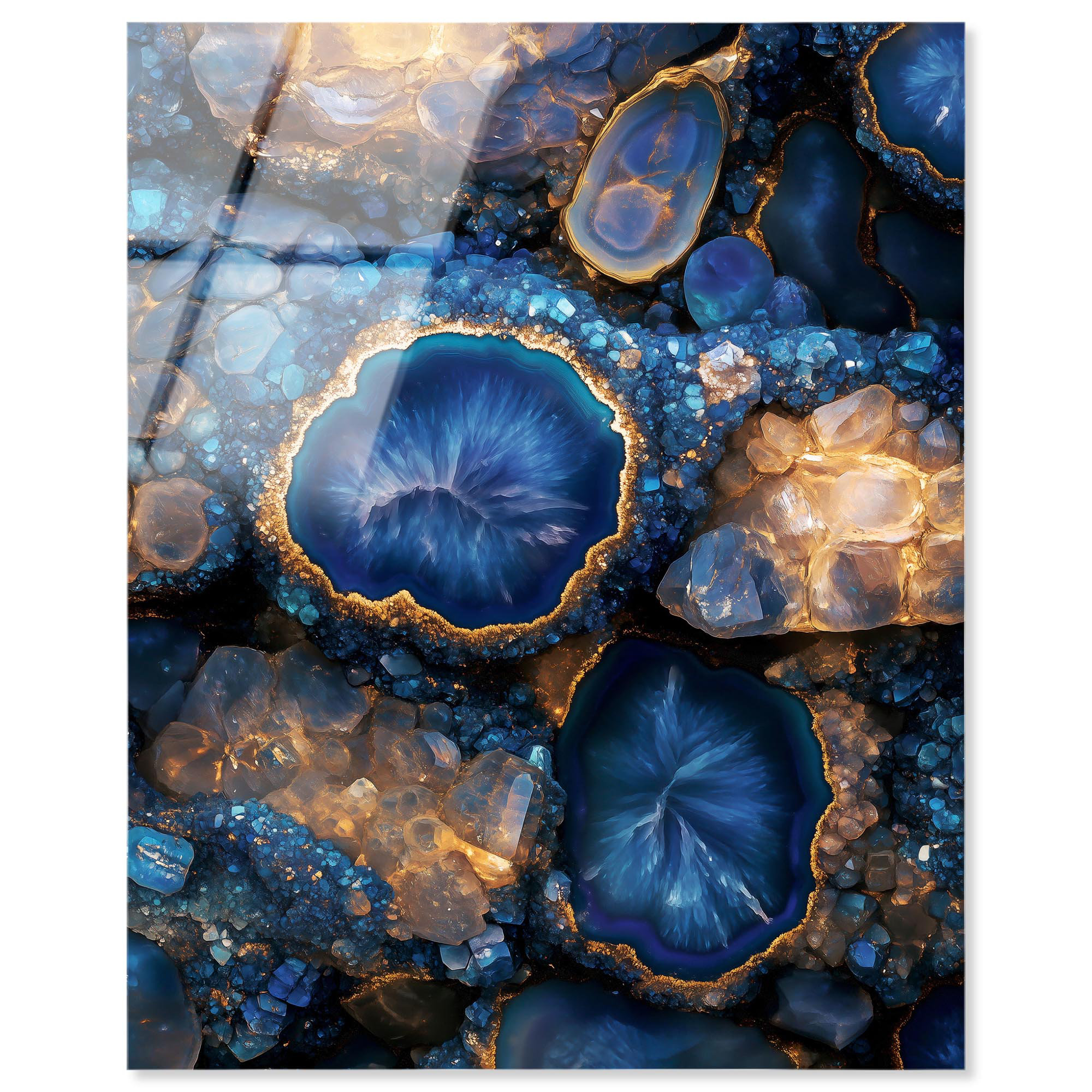 Everly Quinn Oceanic Gold Sparkle Acrylic Geodes Wall Decor by Art ...