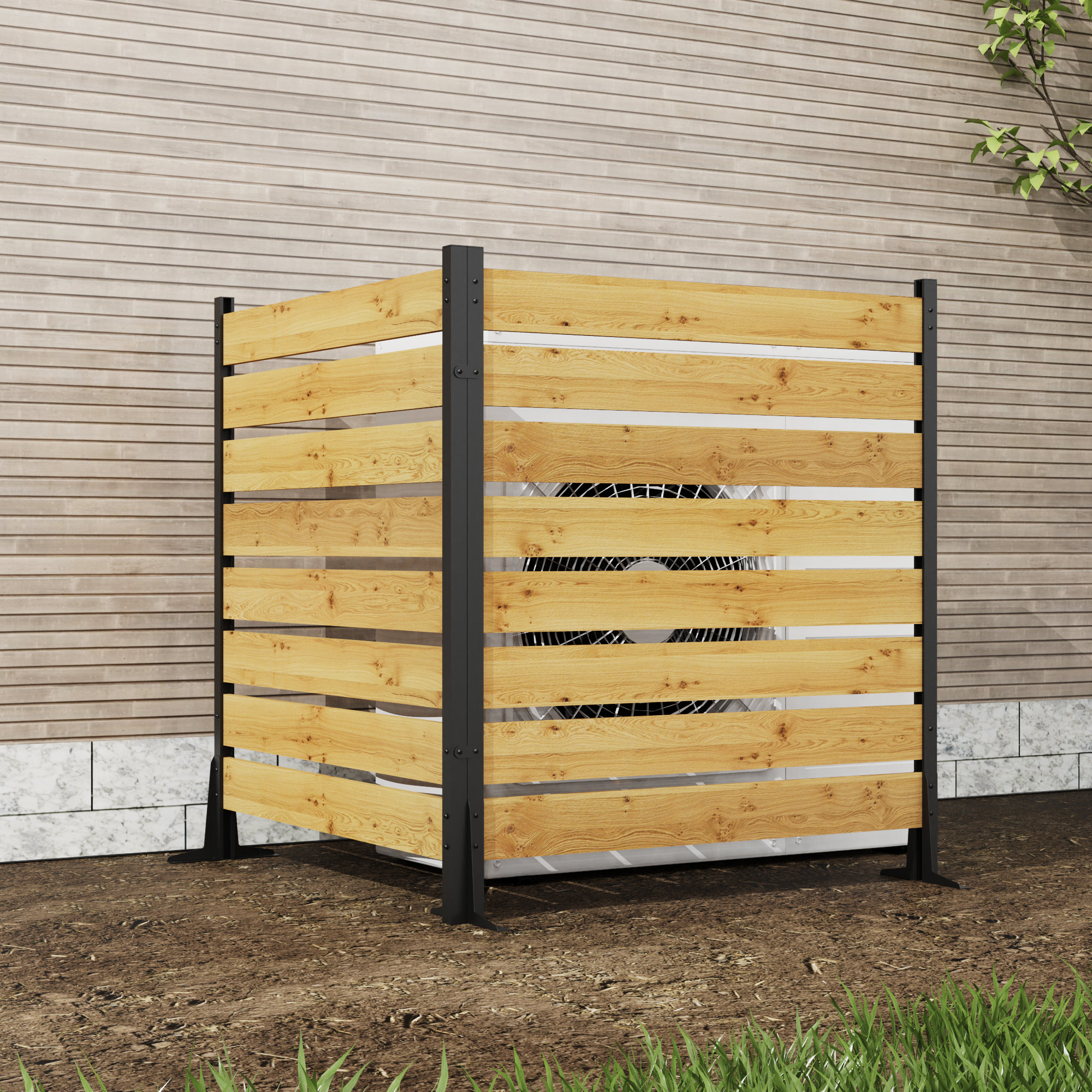 Runave 2 Panels 38.5"W Wood Fence Cedar Wood Privacy Screen 55''H ...