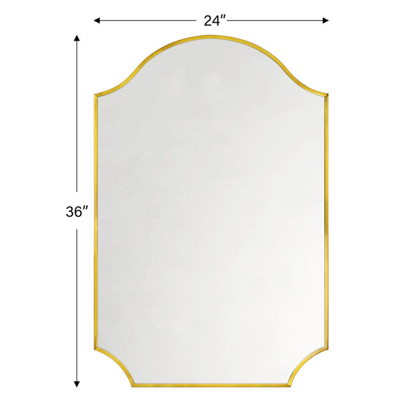Mercer41 Brushed Gold Scalloped Mirror 24x36, Arched Stainless Steel ...
