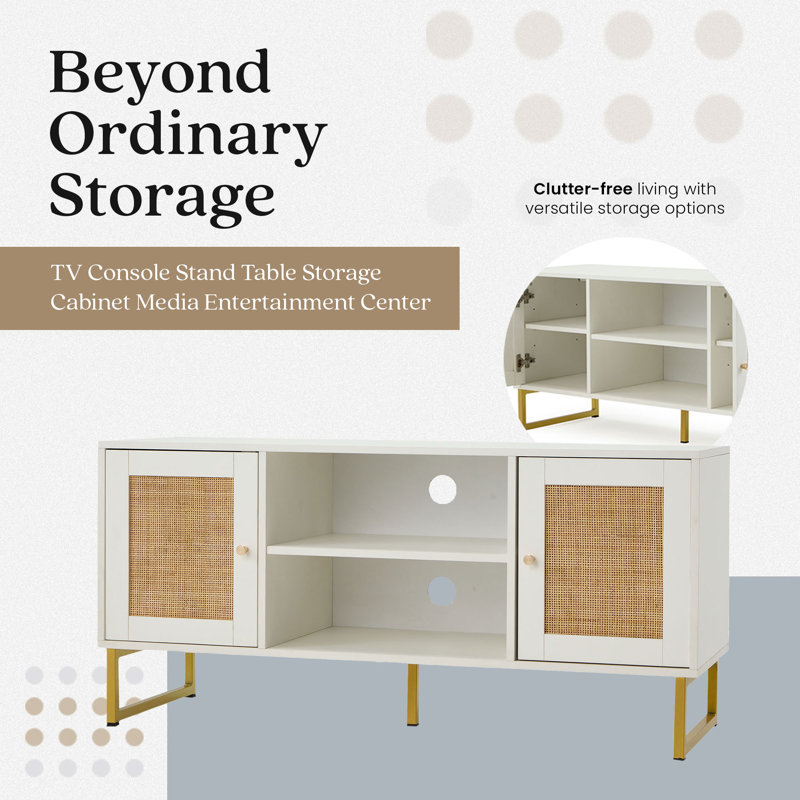 Mercer41 TV Console Stand Table Storage Cabinet Media Entertainment ...