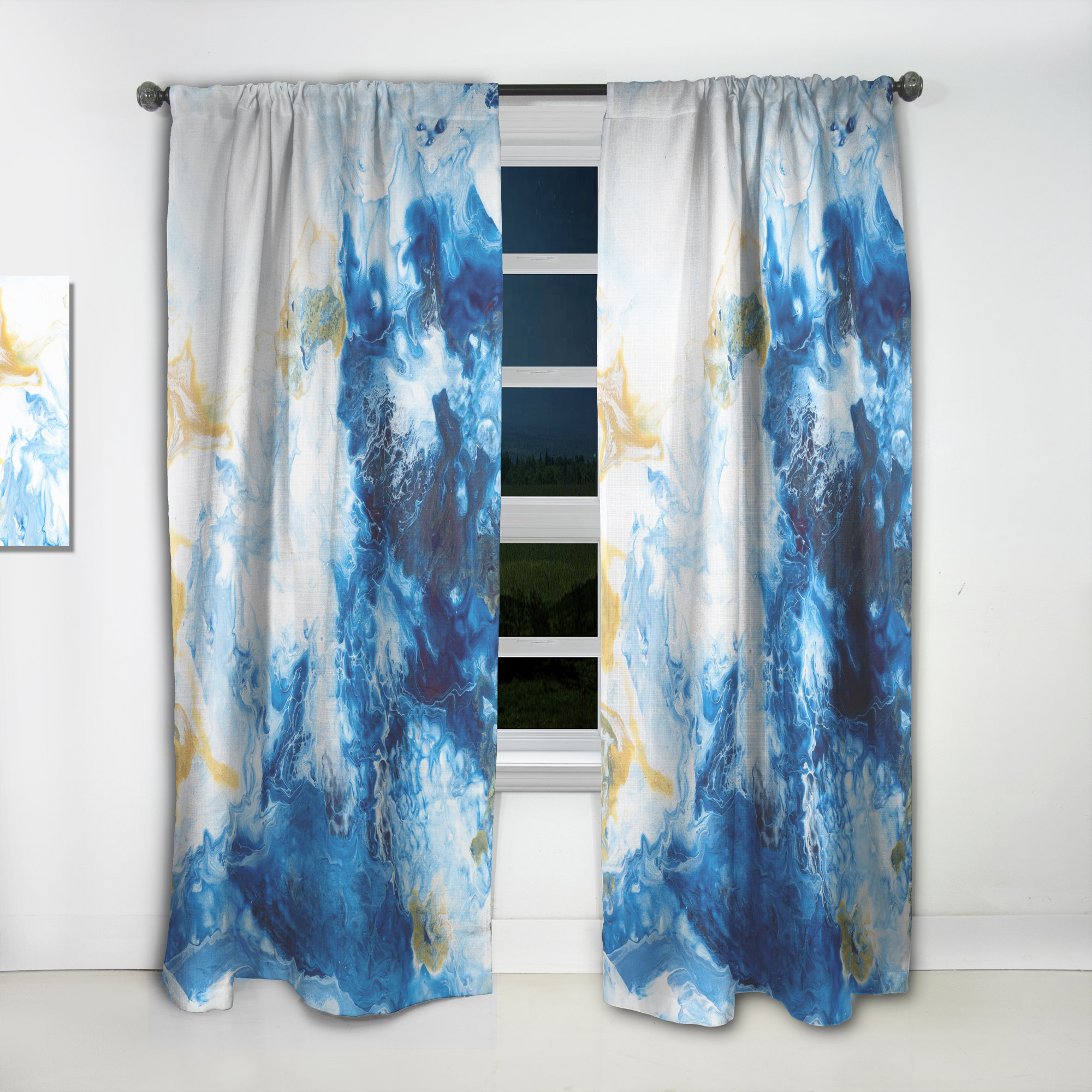 Design Art Liquid Art Waves VII Abstract Semi-Sheer Thermal Rod Pocket ...