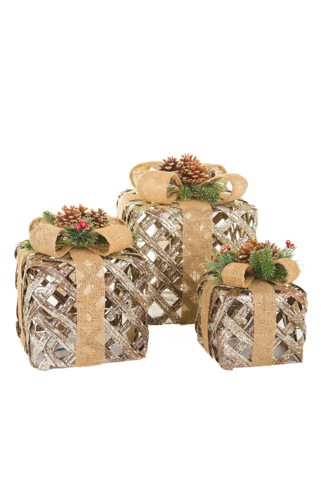 The Holiday Aisle® Gold Set of 3 LED Decorative Gift Boxes | Wayfair