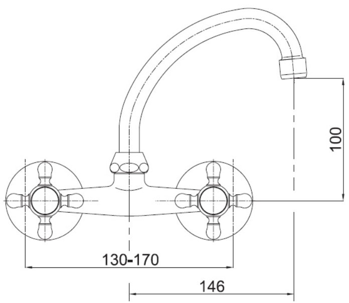 Belfry Kitchen 'F' Spout Type Cross Head Twin Lever Monobloc Tap ...