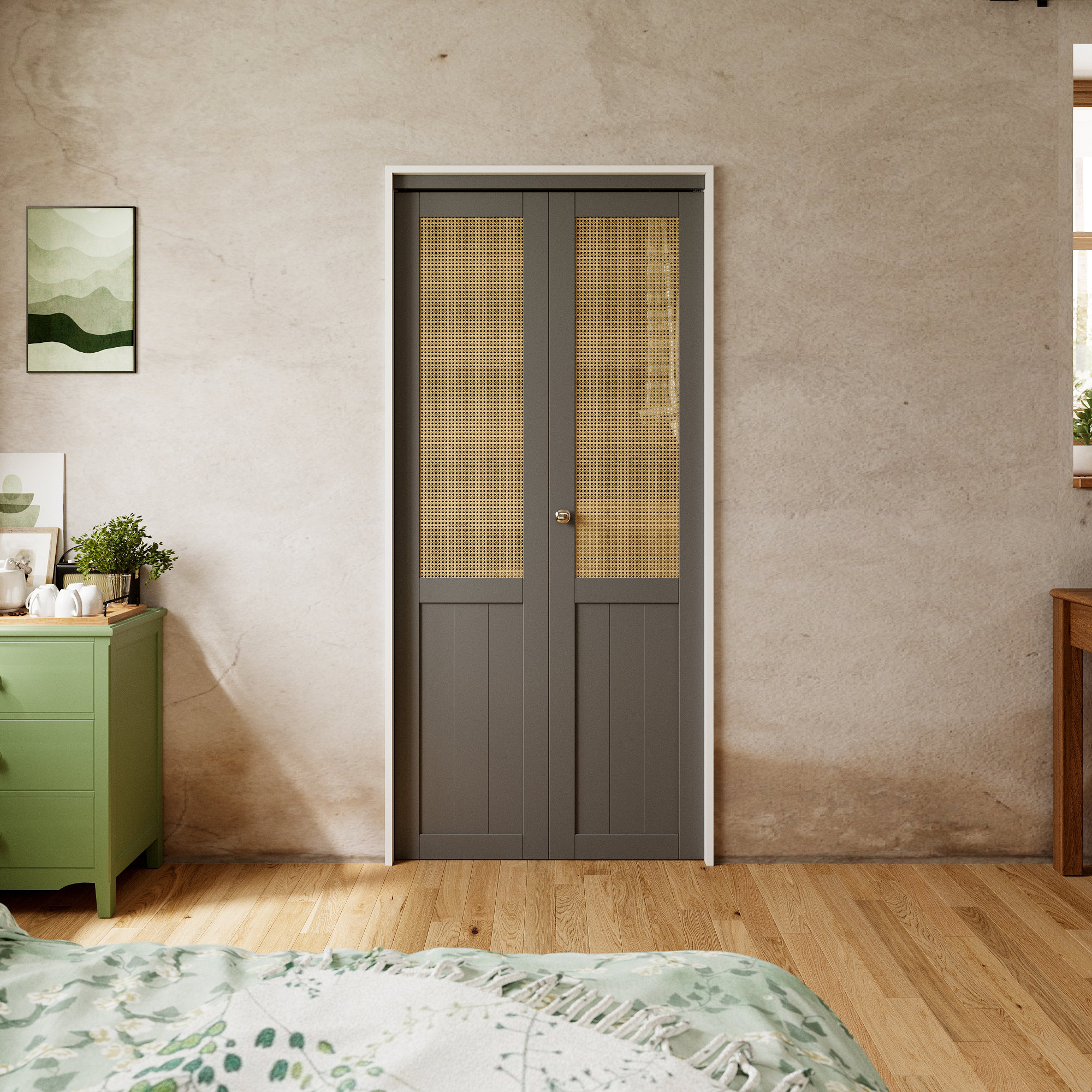 Home Worthy Solid Manufactured Wood And Imitation Rattan Hand-Woven Bi ...