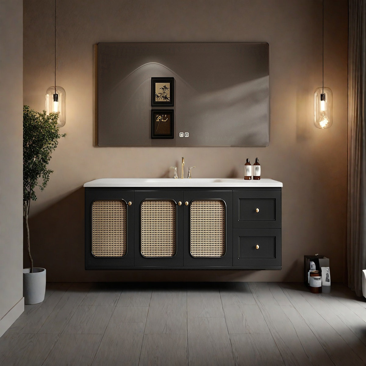 Bayou Breeze French retro-style rattan bathroom cabinet - Wayfair Canada