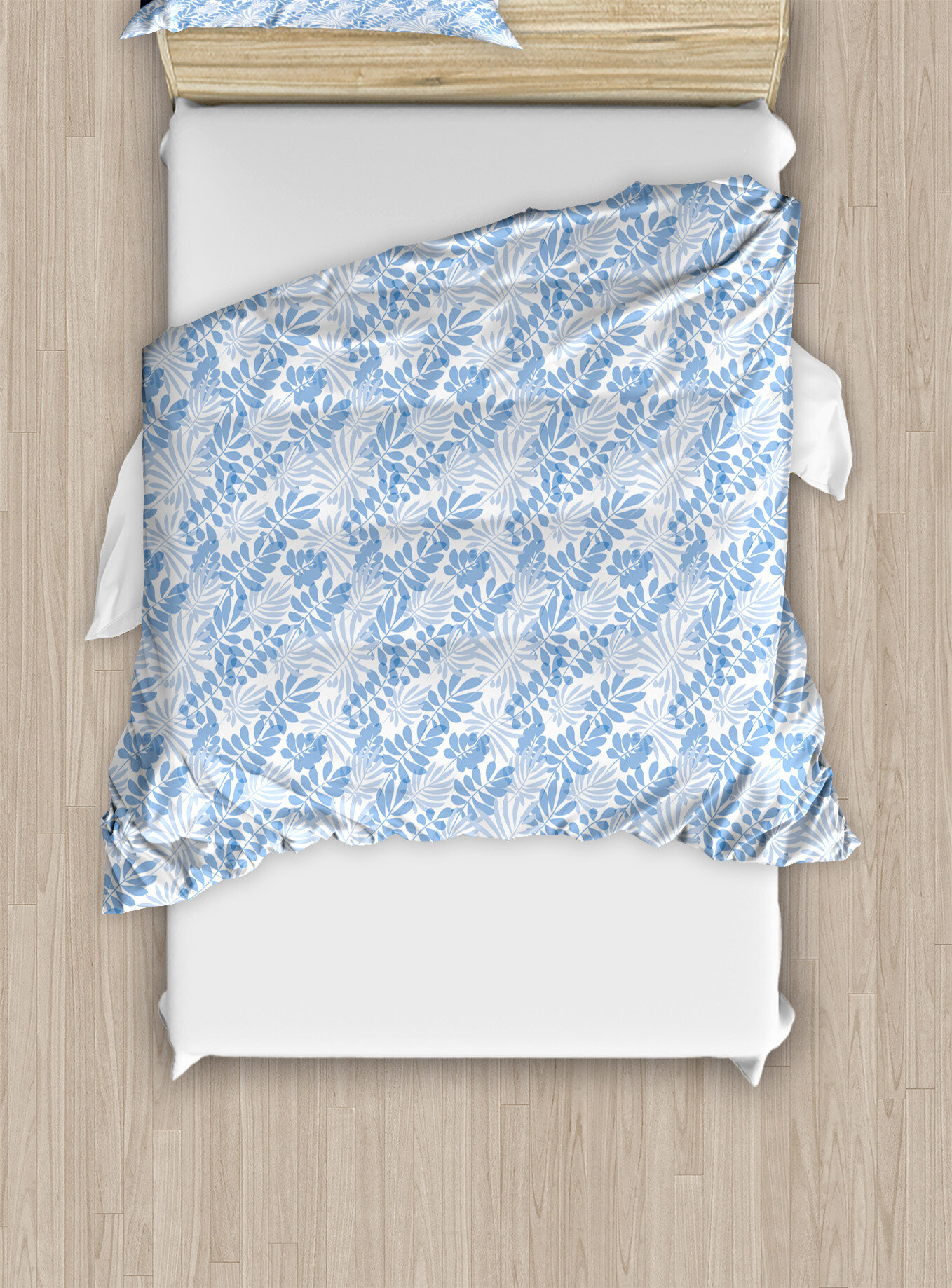 Ambesonne Blue and White Duvet Cover Set, Hawaii Leaves, Twin, Pale ...