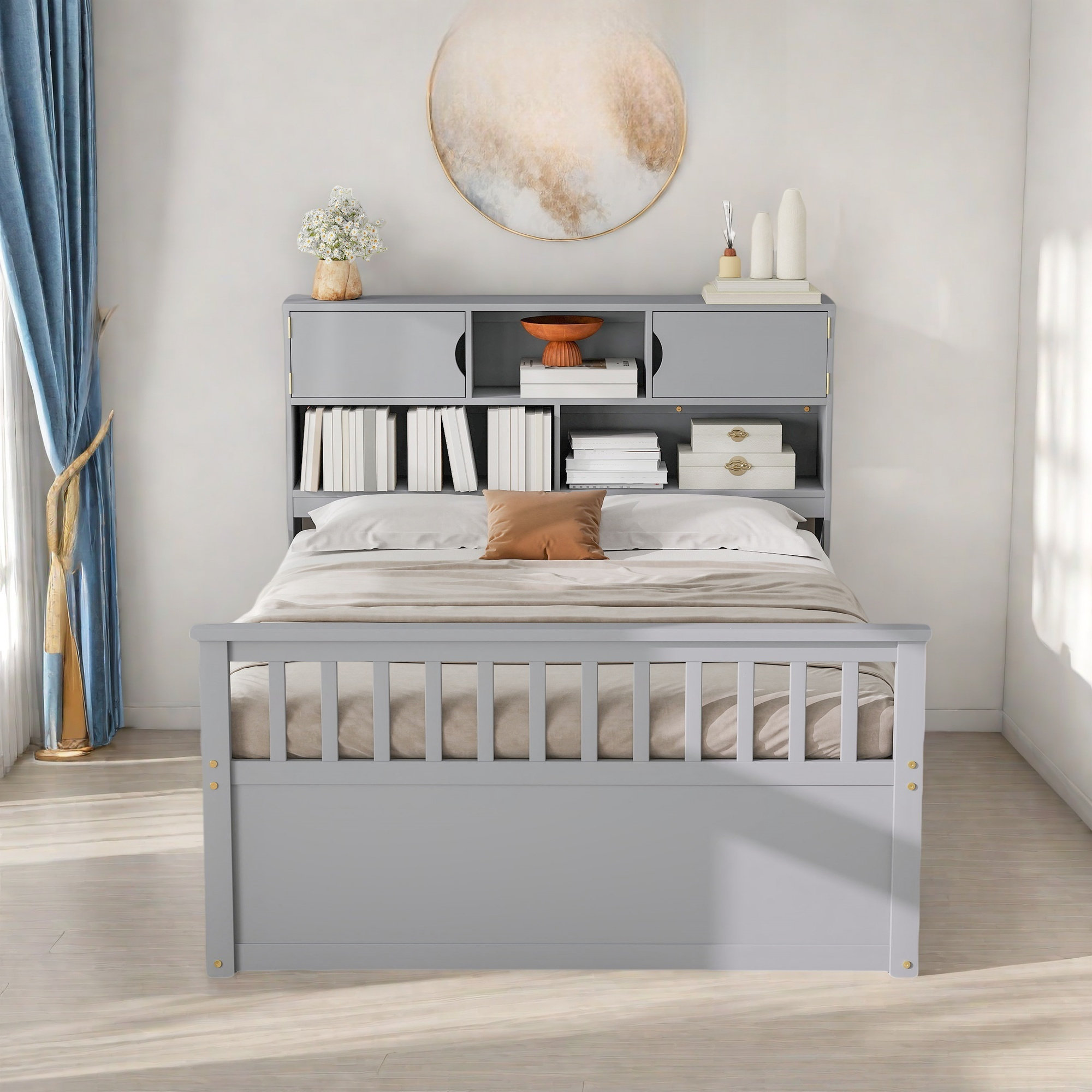 Lark Manor™ Full Size Captain Platform Bed With Storage Bookcases And Shelves, Four Drawers ...