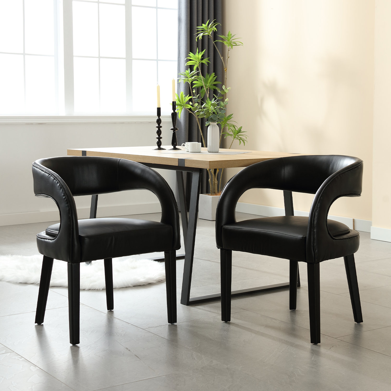 Corrigan Studio® Upholstered Modern Dining Room Chairs With Arms For ...