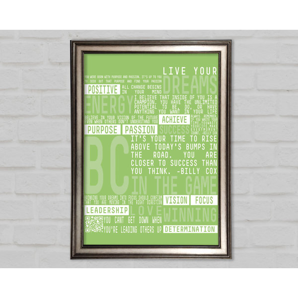 Happy Larry Live Your Dreams Lime Green - Single Picture Frame Art ...