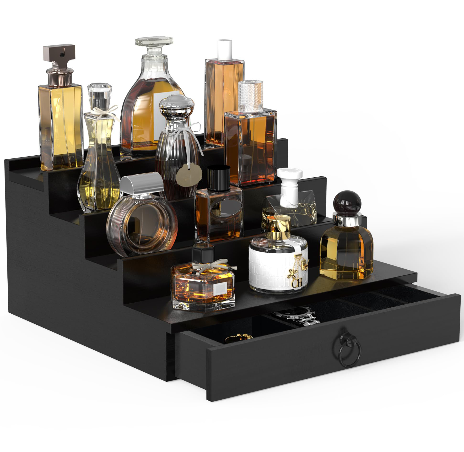 Hokku Designs Men's Cologne Storage Rack, Four-Tier Black Wooden ...