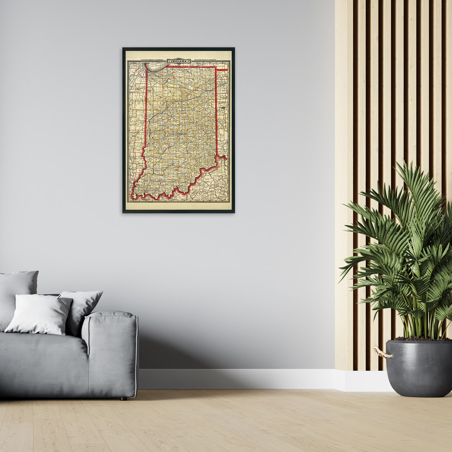 Williston Forge 1888 Indiana Map Poster Wall Art on Paper - Wayfair Canada