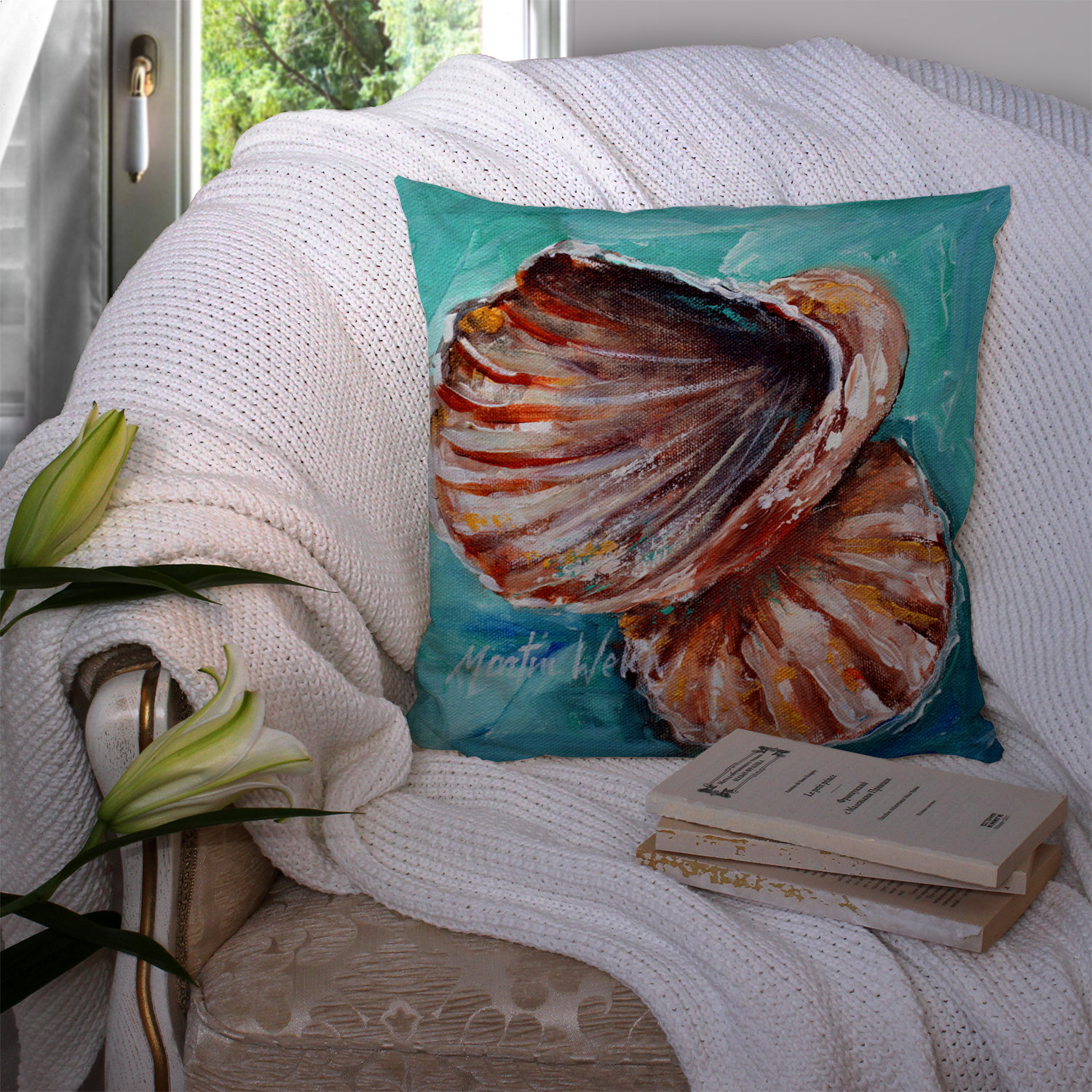 Caroline's Treasures Shells Not in A Row Indoor/Outdoor Throw Pillow ...