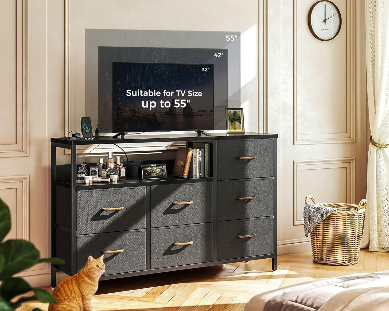 Rebrilliant Dresser with Charging Station, 52-Inch Long Dresser for ...