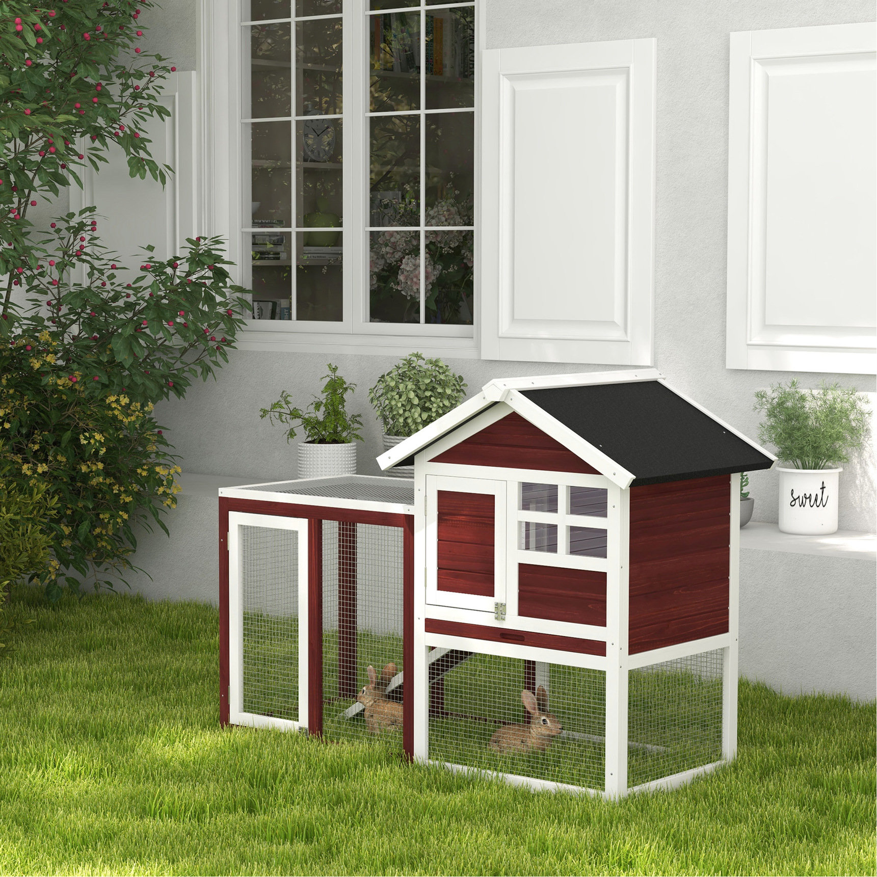 Alwyn Home 48" Shelter - Solid Wood, Waterproof Roof, Removable Tray, A ...