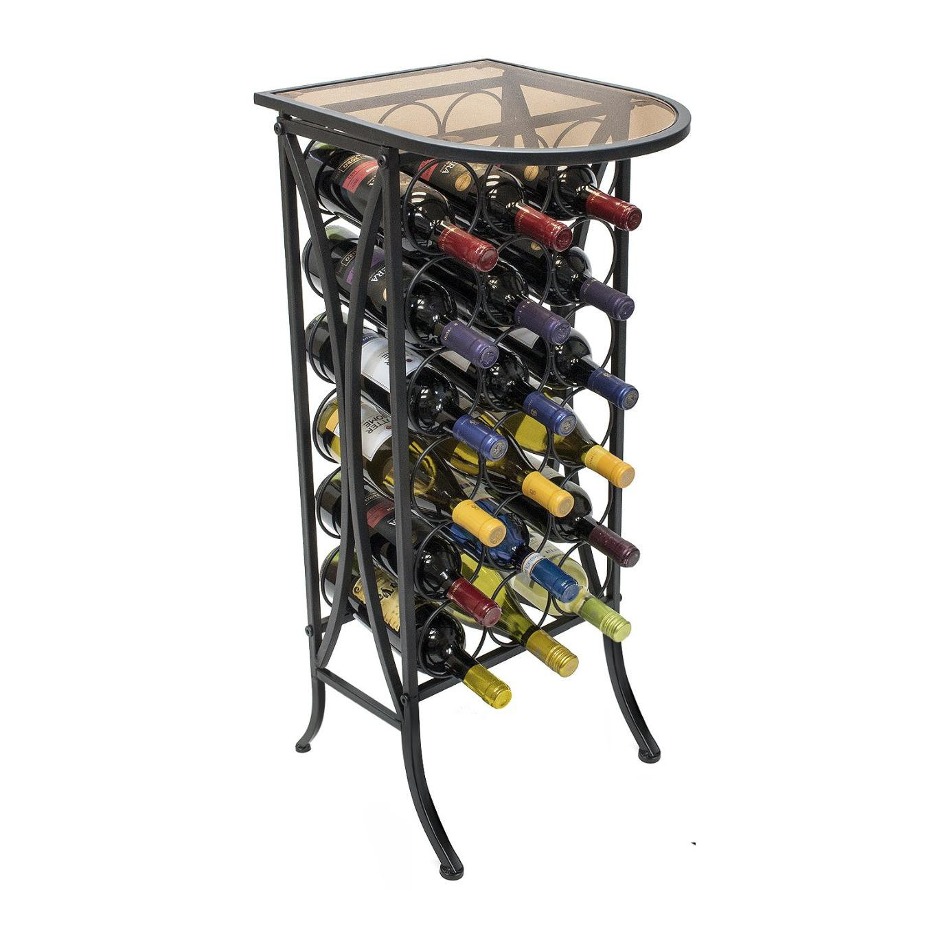 17 Stories Wine Rack Stand Bordeaux Chateau Style With Glass Table Top ...
