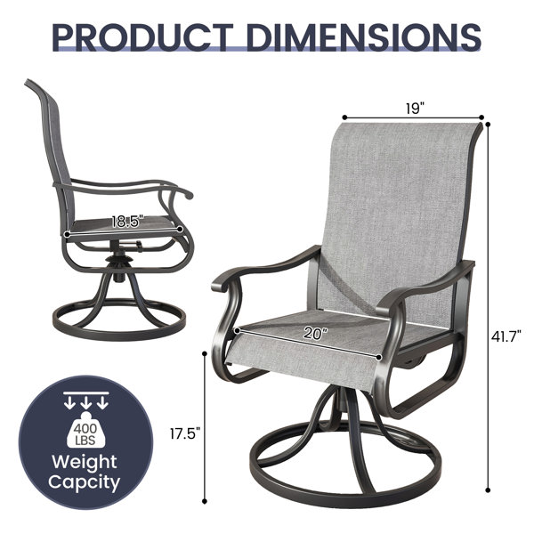 Lark Manor Avionce High Back Swivel Rocker Patio Dining Armchair(Set of ...