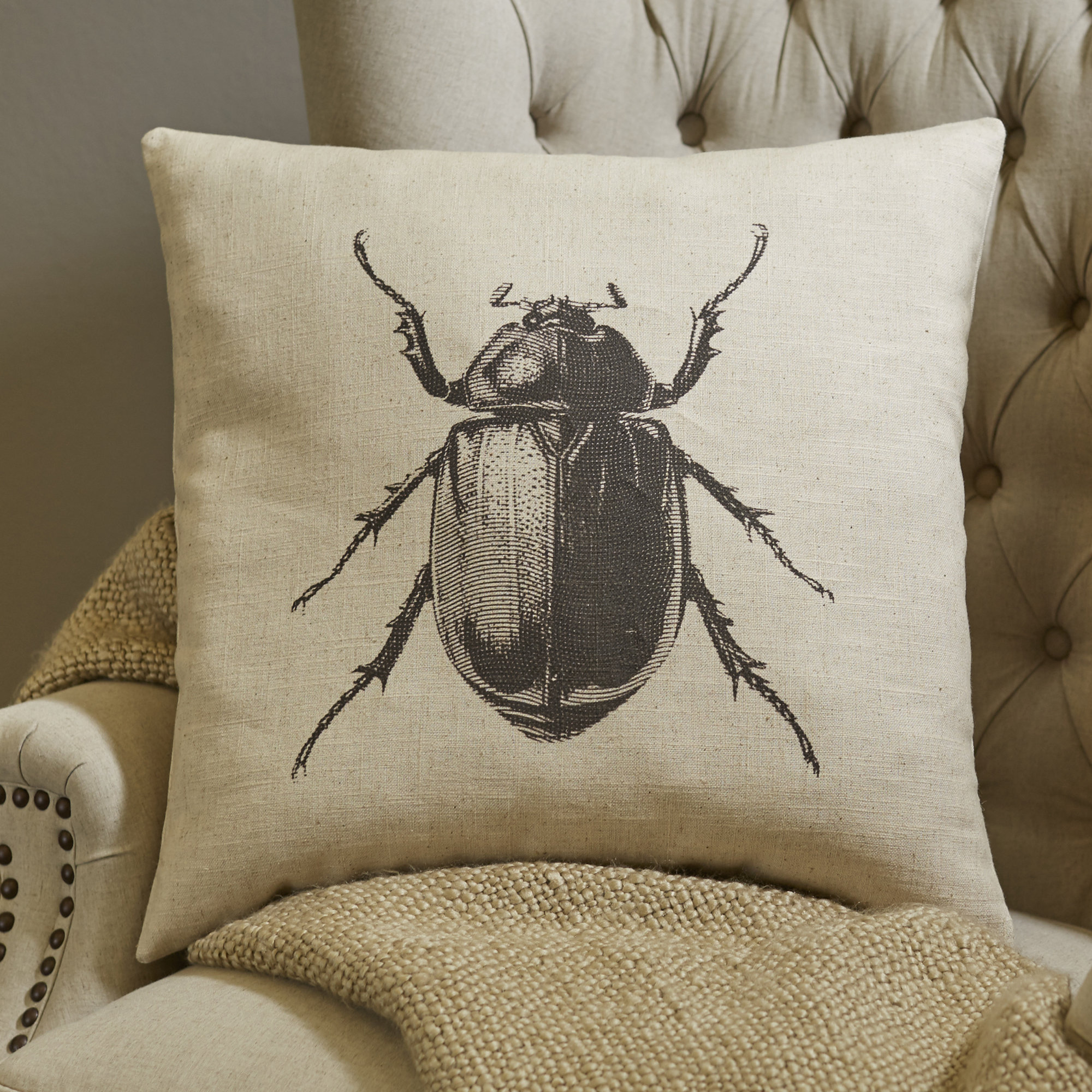 Glam Rock Pen-and-Ink Beetle Pillow Cover | Wayfair