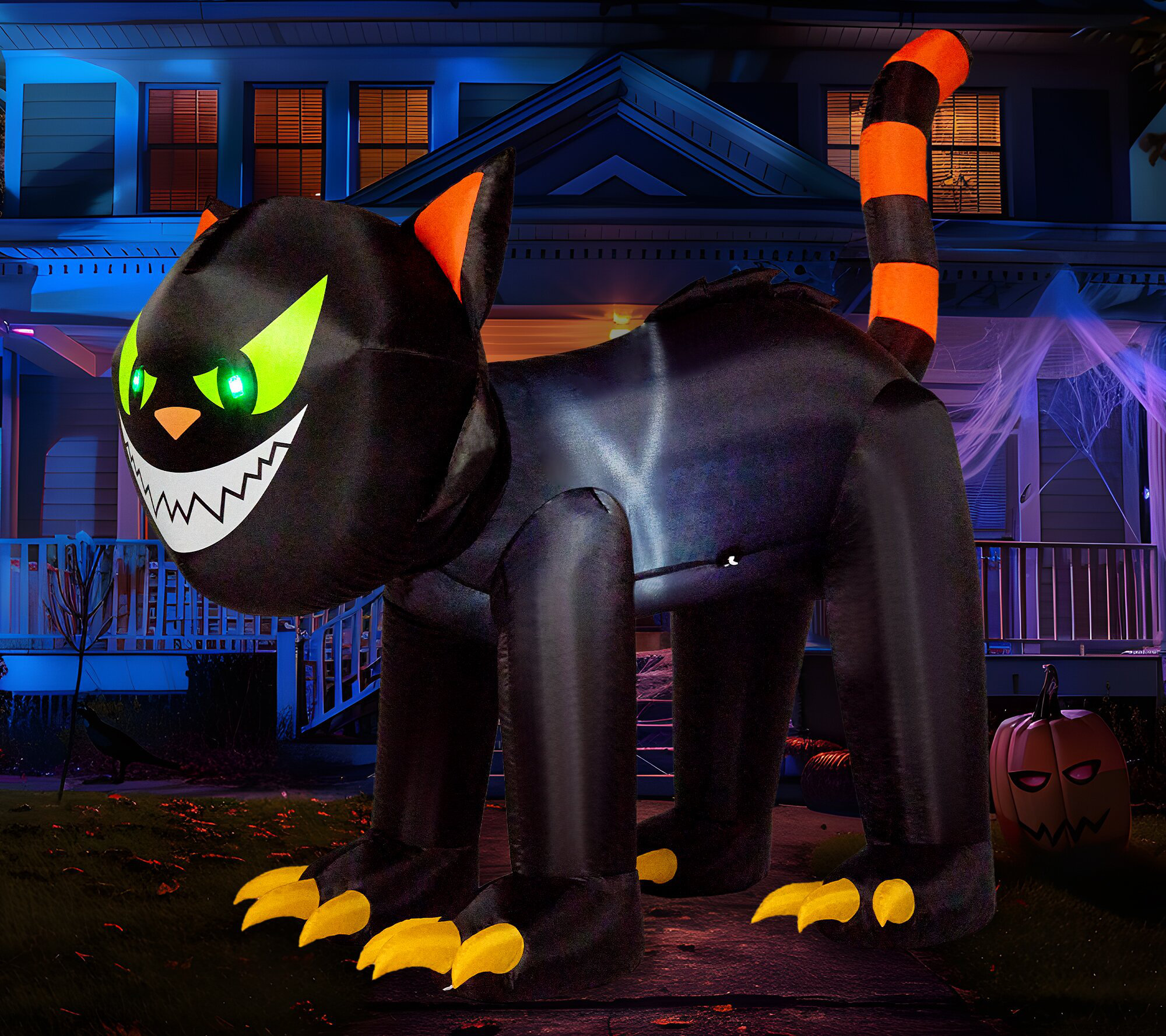 The Holiday Aisle® 7Ft Moving Cat Inflatable Halloween Decor | Wayfair
