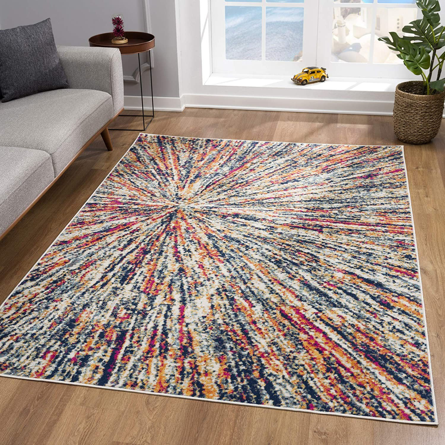 Latitude Run® Massaline 5' X 8' Cream Celestial Burst Abstract Area Rug ...