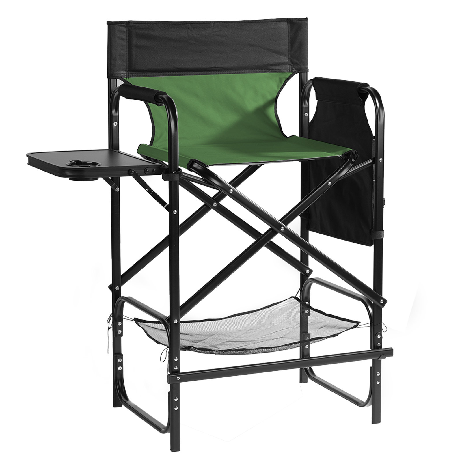 17 Stories 26In Olive Iron Pipe Folding Director Chair With Built-In ...