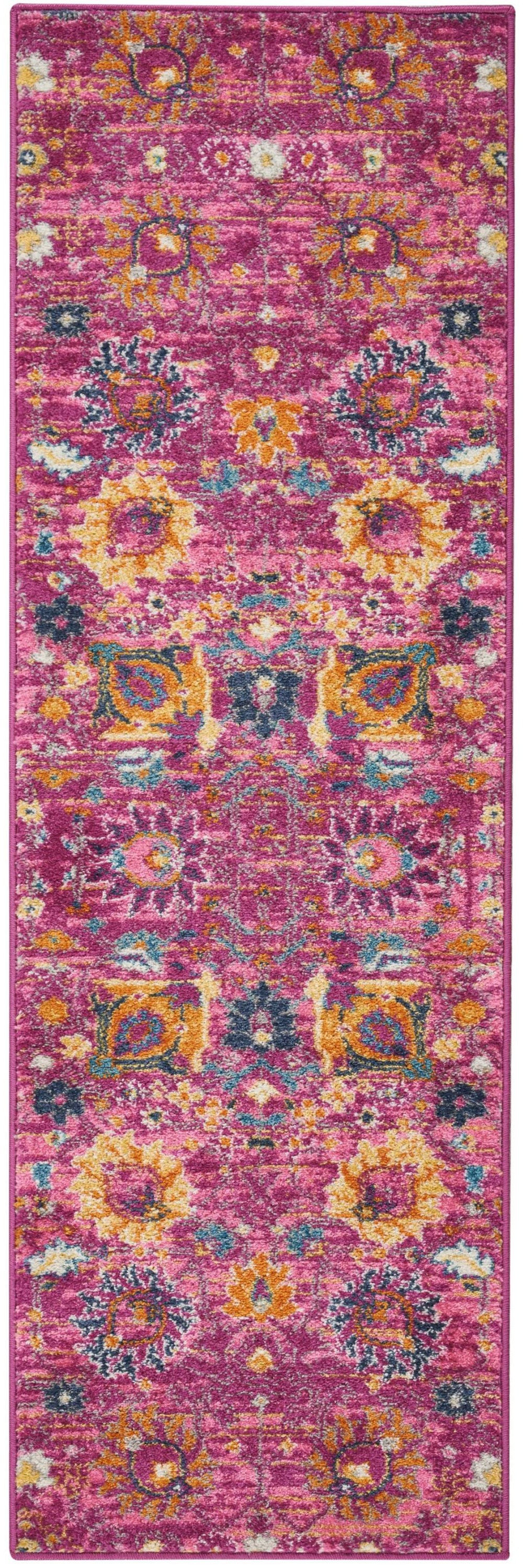 Dakota Fields Fuchsia Floral Power Loom Rug | Wayfair