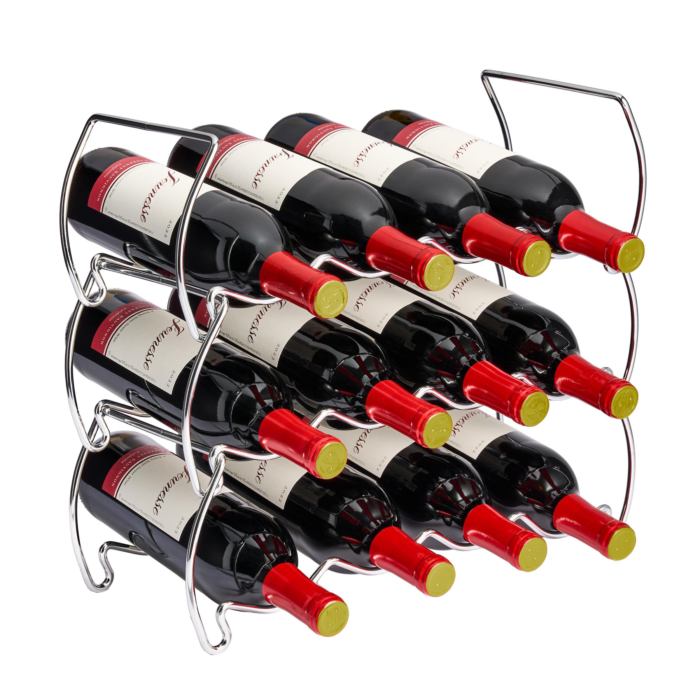 Prep & Savour Three-Tier Stackable Wine Rack, Wine Bottle Rack Holds 12 ...
