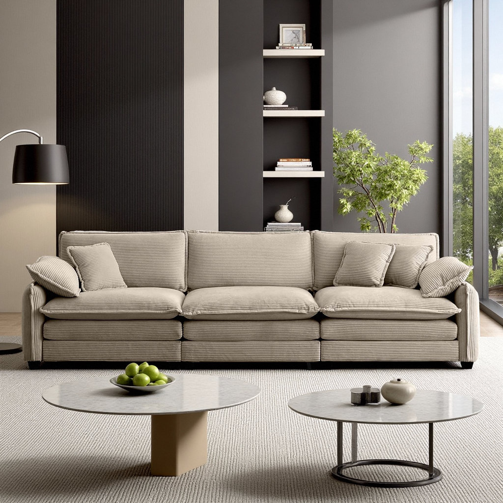 Hokku Designs Mira 3 Seater Sofa in Corduroy - Ergonomic Design with ...