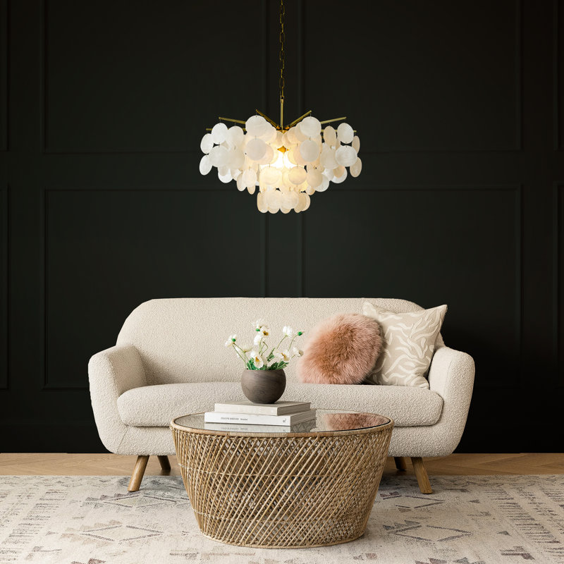 Mercer41 Camisa 4-Light Glam Coastal Capiz Tierd Chandelier With ...