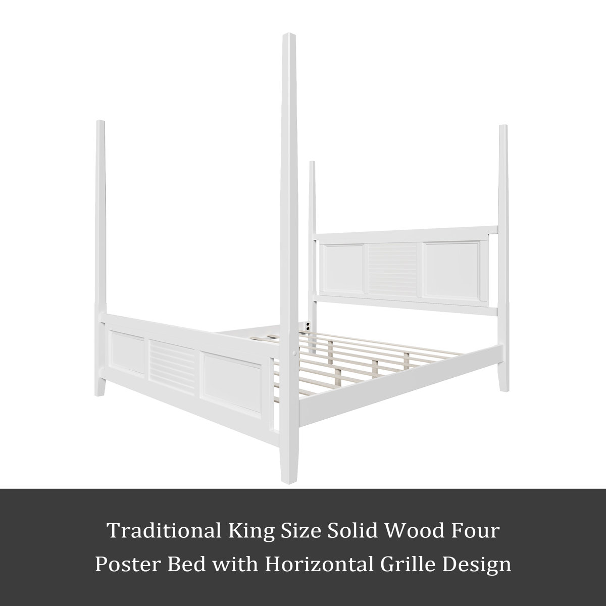 Lark Manor™ Traditional Solid Wood Four Poster Bed With Horizontal ...