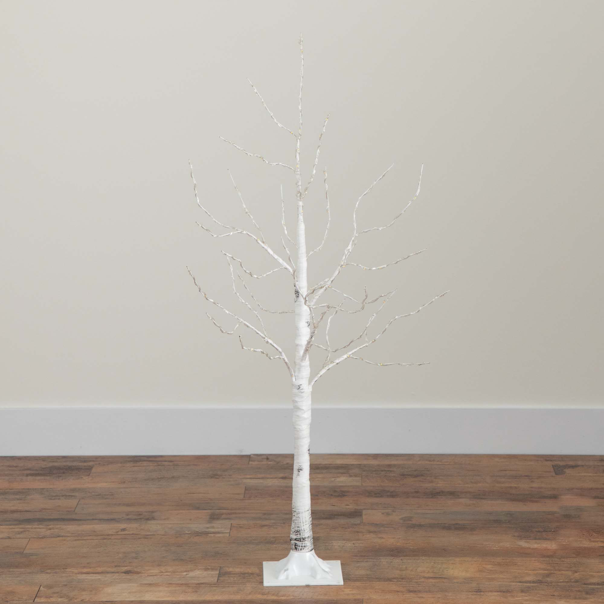 The Holiday Aisle® 4ft. Pre-Lit Artificial White Birch Tree with 180 ...
